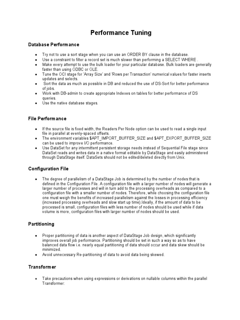 Datastage Performance Tuning | PDF | Computing | Databases Datastage Performance Tuning | PDF | Computing | Databases