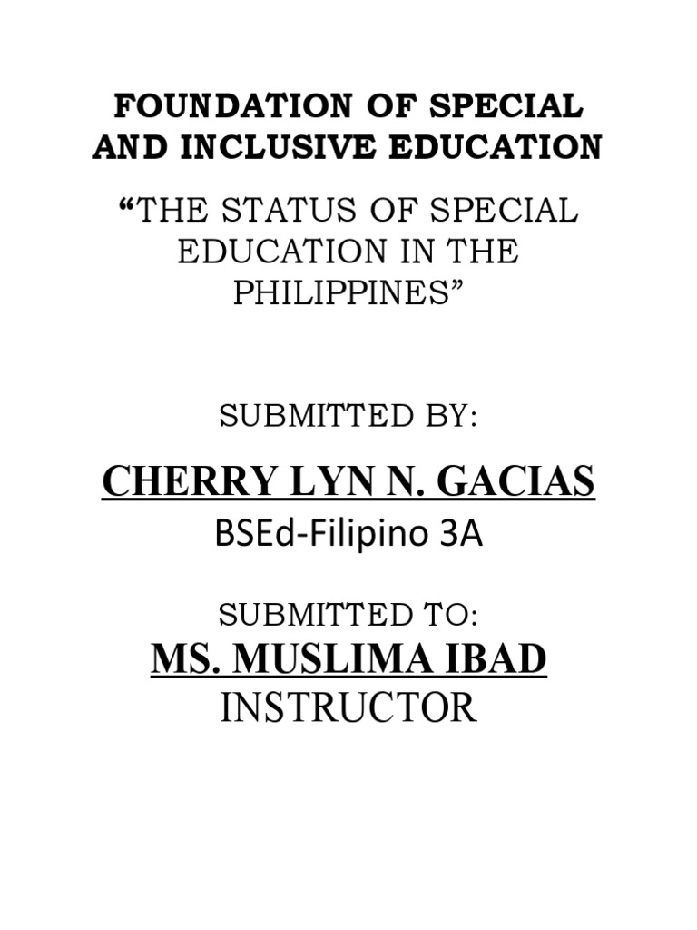 Foundation of Special and Inclusive Education (Cherry Lyn) | PDF | Special Education | Inclusion ...