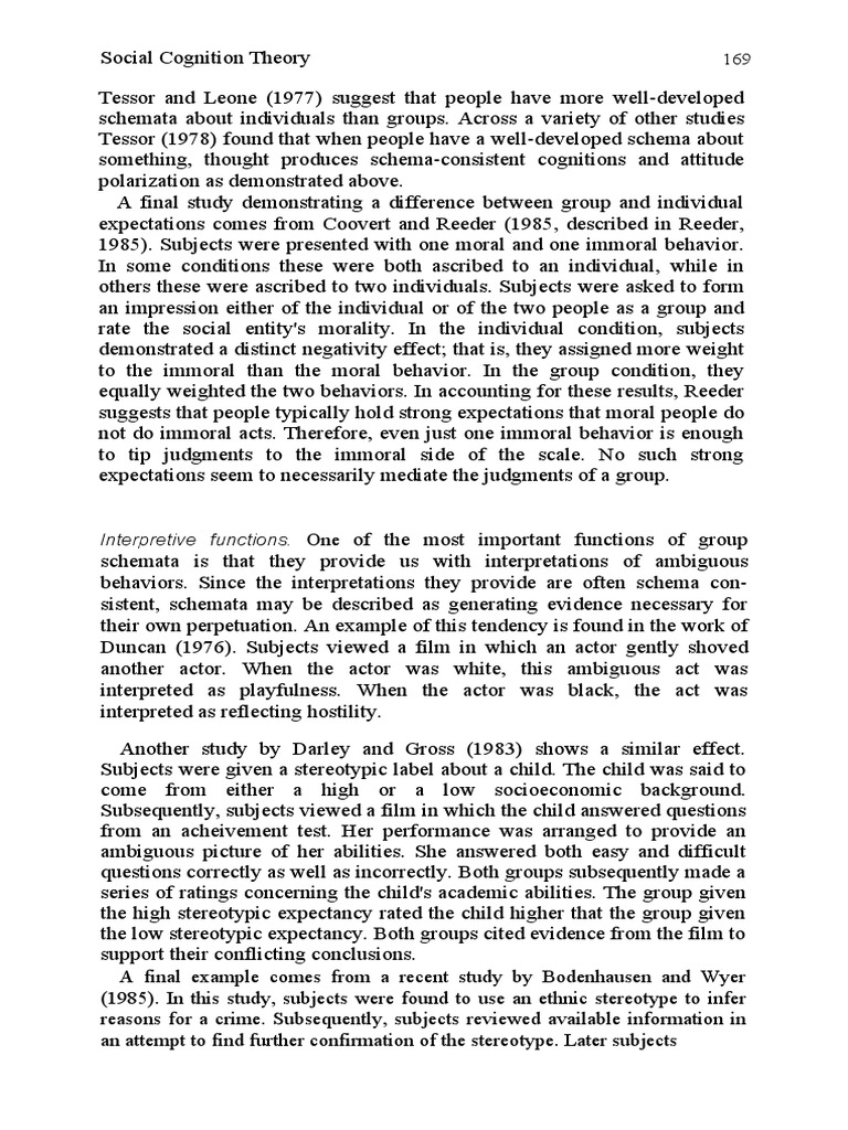 Social Cognition Theory and Self-Fulfilling Prophecies | PDF | Schema ...