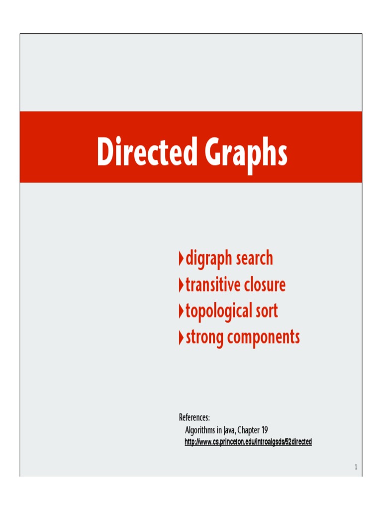 Directed Graphs: Digraph Search Transitive Closure Topological Sort Strong Components | PDF ...