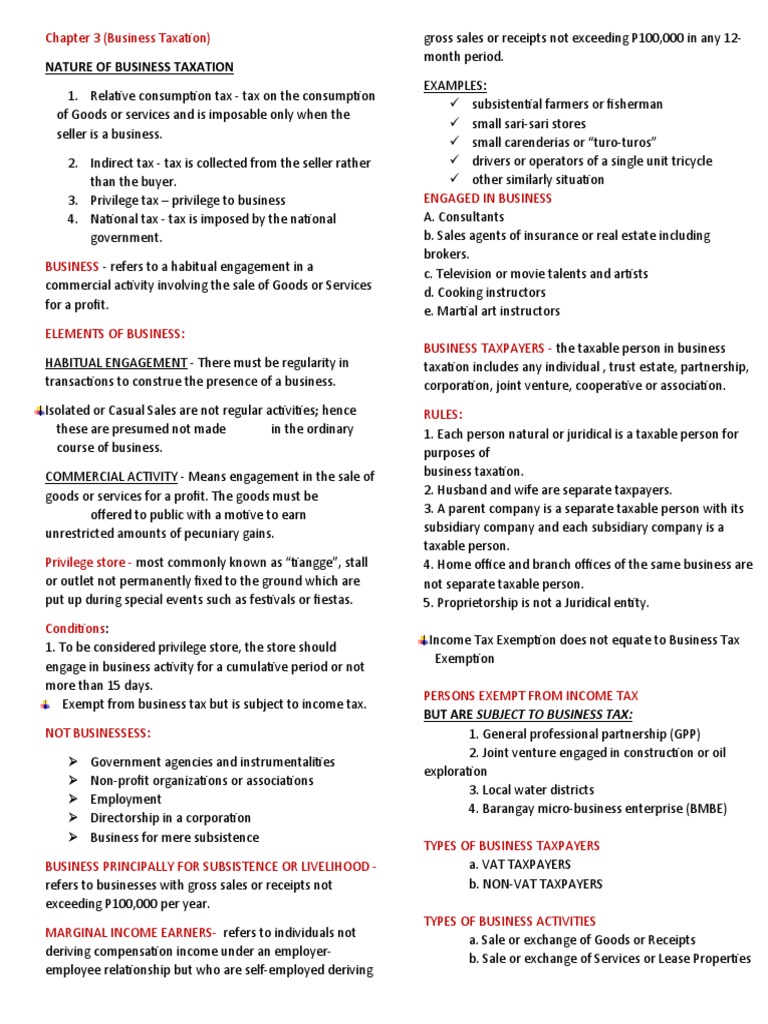 Business Taxation Notes | PDF | Corporate Tax | Value Added Tax