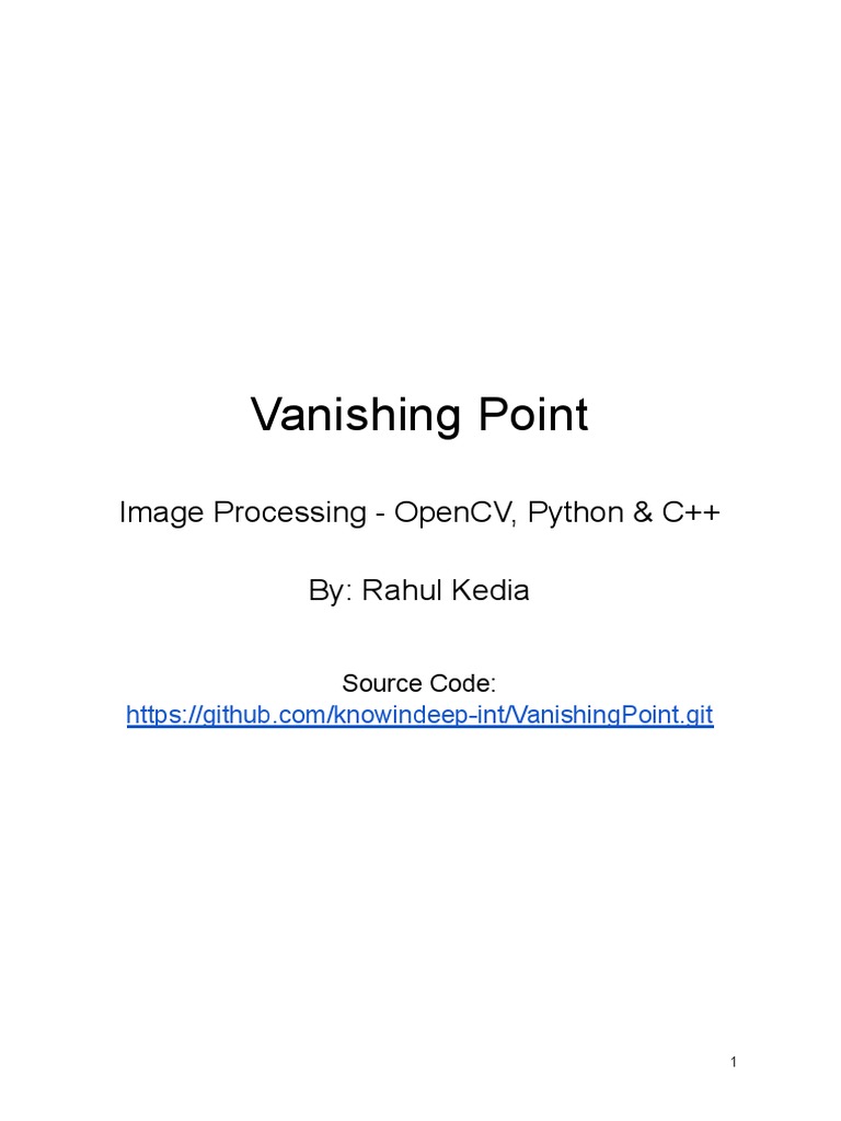 Vanishing Point: Image Processing - Opencv, Python & C++ By: Rahul Kedia | PDF | Perspective ...