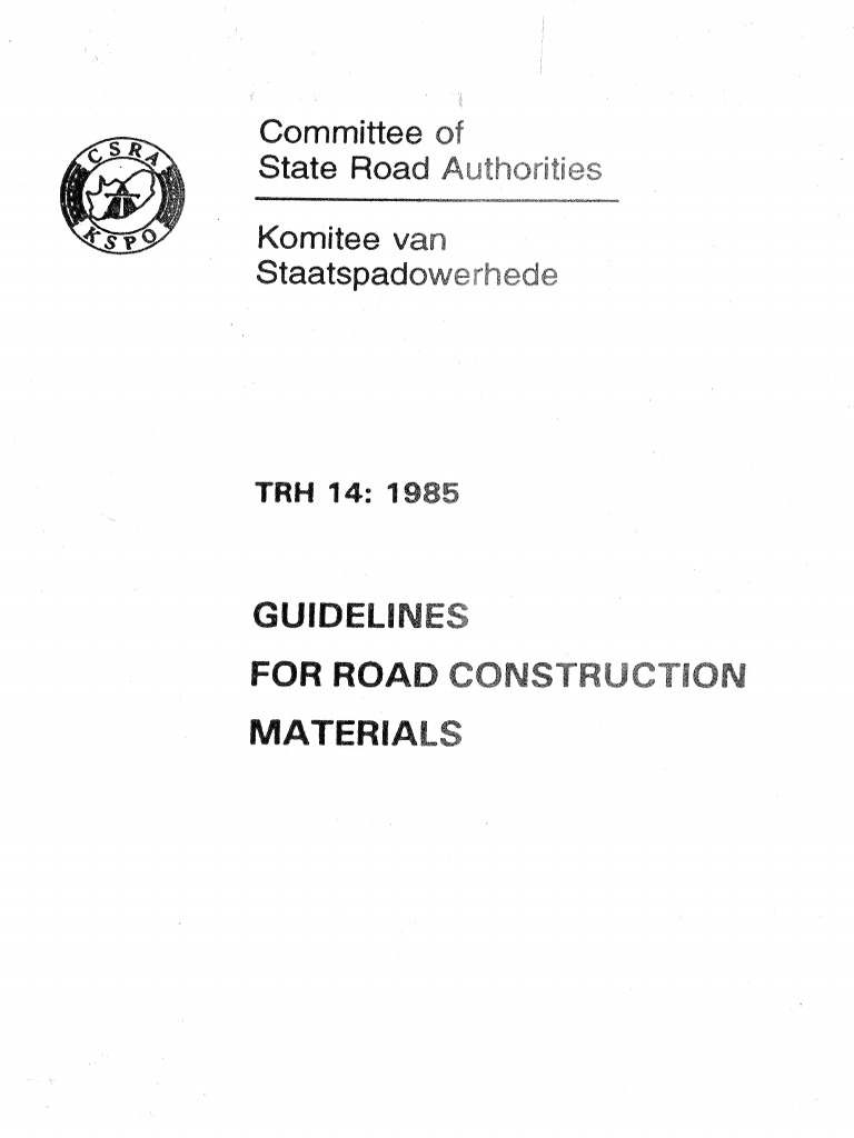 TRH14 - Guidelines For Road Construction Materials | PDF