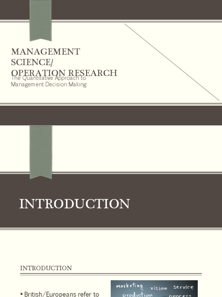 Management Science/ Operation Research: The Quantitative Approach To ...