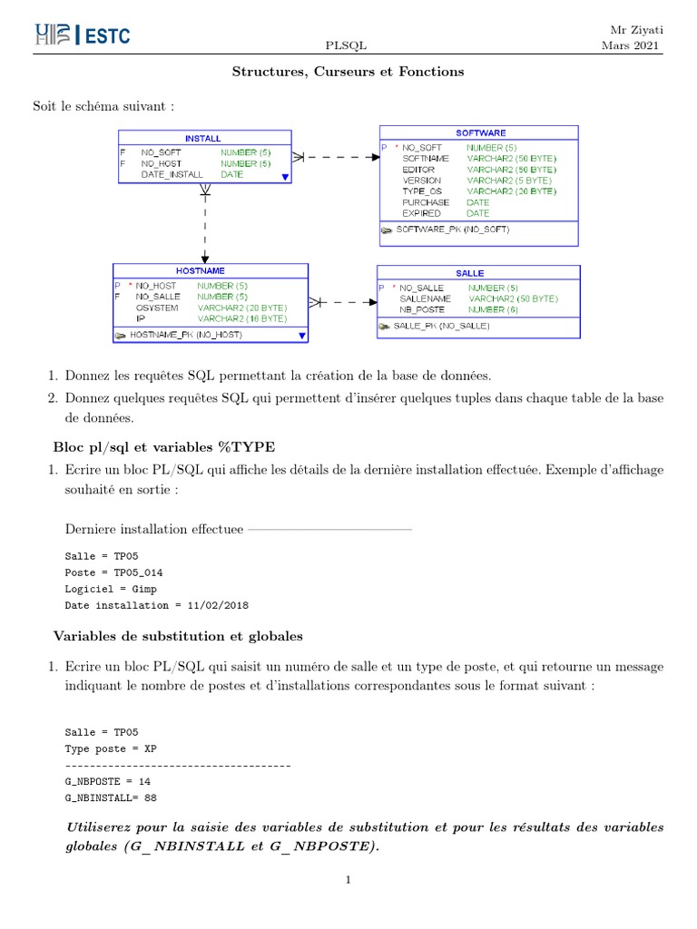 PLSQL MR Ziyati Mars 2021: Salle TP05 Poste TP05 - 014 Logiciel Gimp Date Installation 11/02 ...