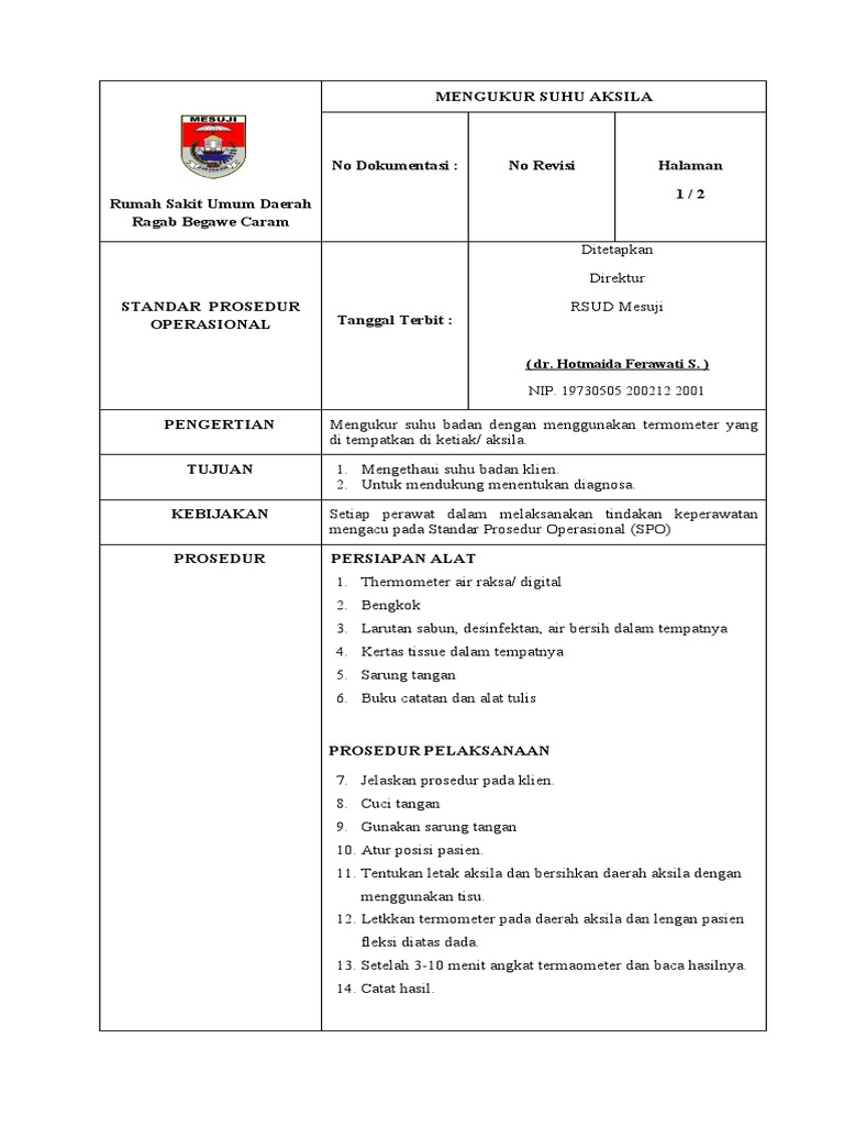 Mengukur Suhu Aksila | PDF