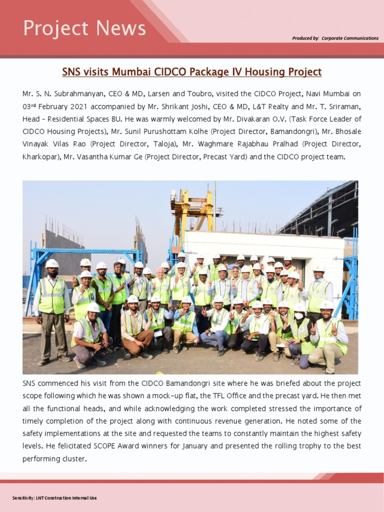 L&T's Visit to CIDCO Bamandongri Project | PDF