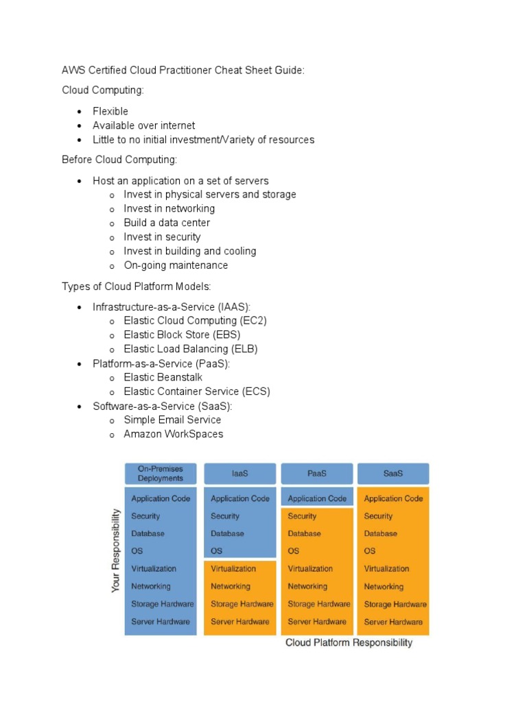 AWS Certified Cloud Practitioner Cheat Sheet Guide | PDF | Cloud ...