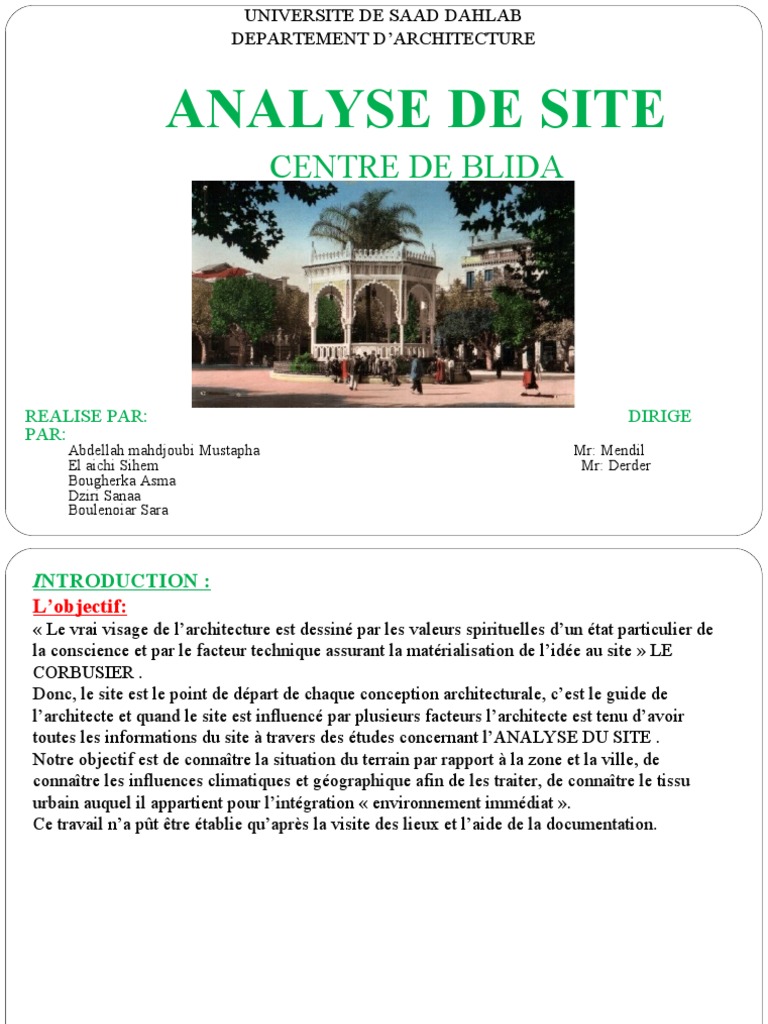 Analyse de Site Centre de Blida | PDF | Climat | Environnement naturel