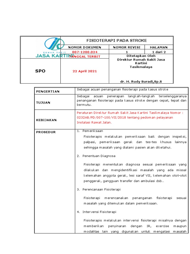 Spo 013 Fisioterapi Pada Stroke | PDF