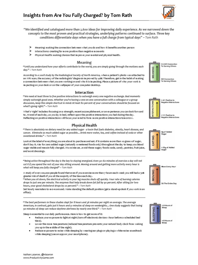 Are You Fully Charged - Tom Rath | PDF | Sugar | Diet & Nutrition