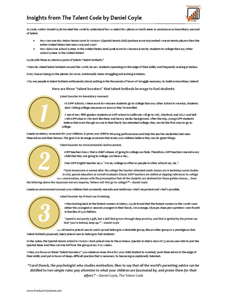 Daniel Coyle - The Talent Code | PDF | Human Nature | Psychology