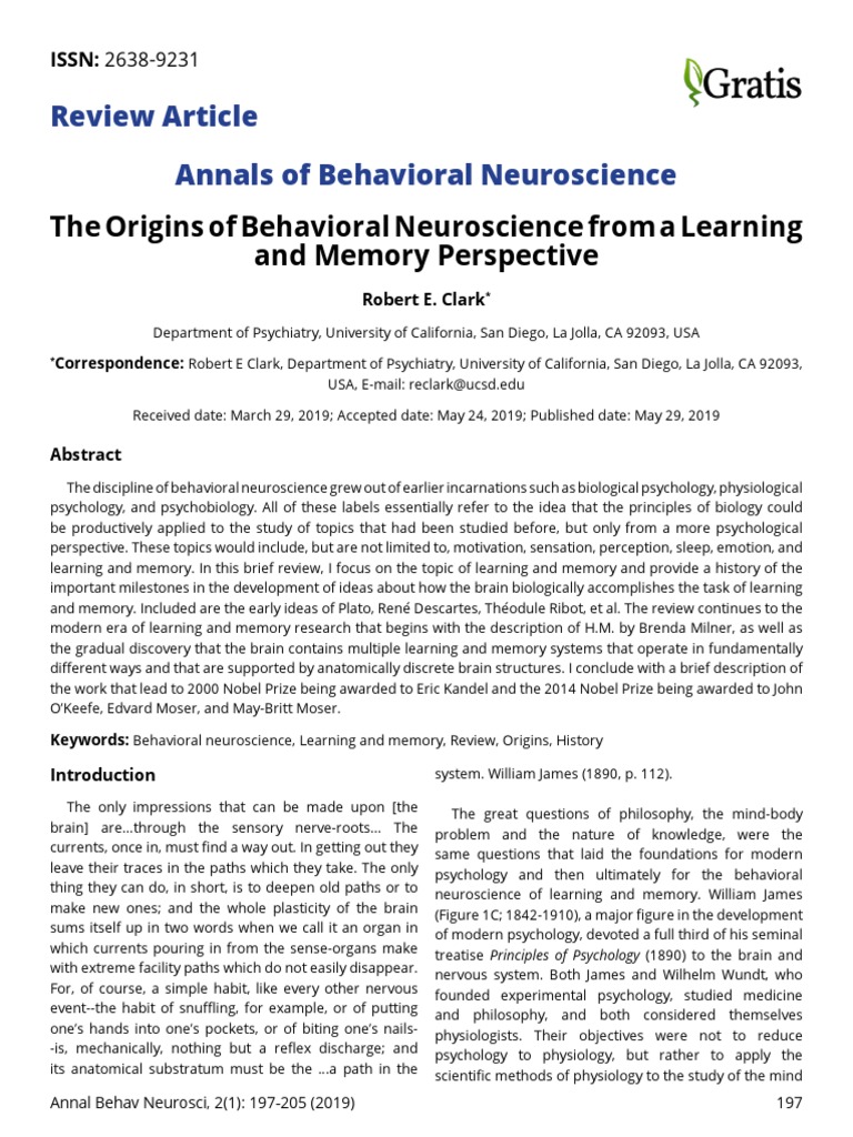 The Origins of Behavioral Neuroscience From A Lear | PDF | Behavioral ...