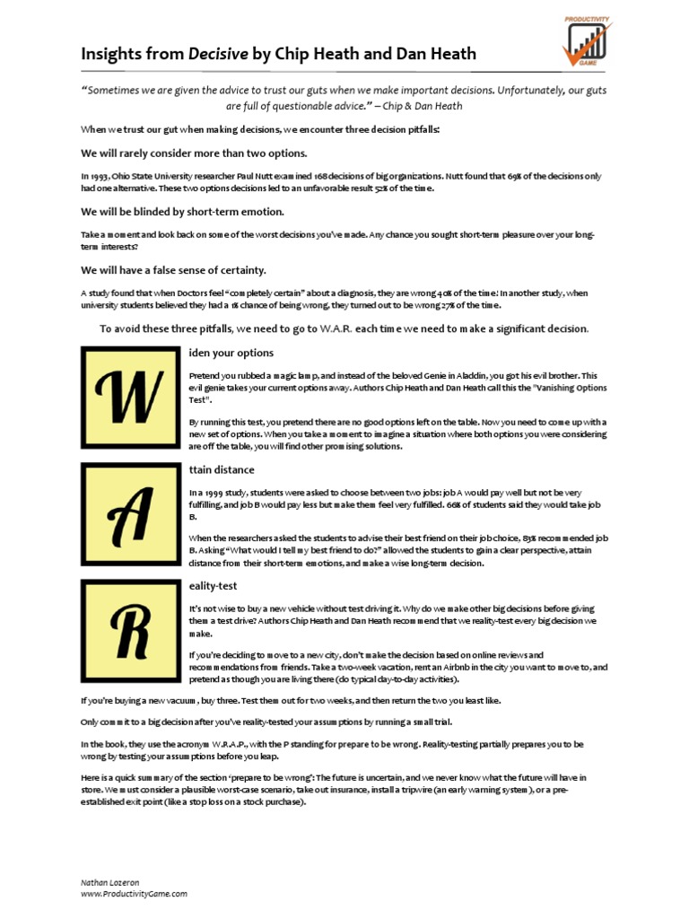 Decisive Chip Heath and Dan Heath | PDF | Self-Improvement