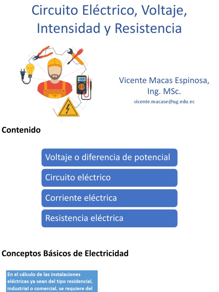 Clase I2 02 Circuito Eléctrico Voltaje Intensidad y Resistencia | PDF ...