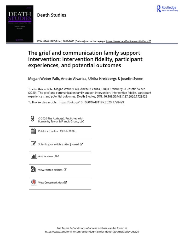 The Grief and Communication Family Support Intervention Intervention ...