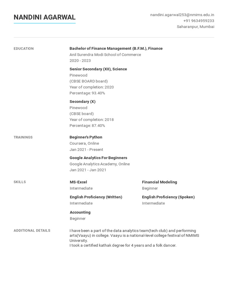 Nandini's Resume | PDF