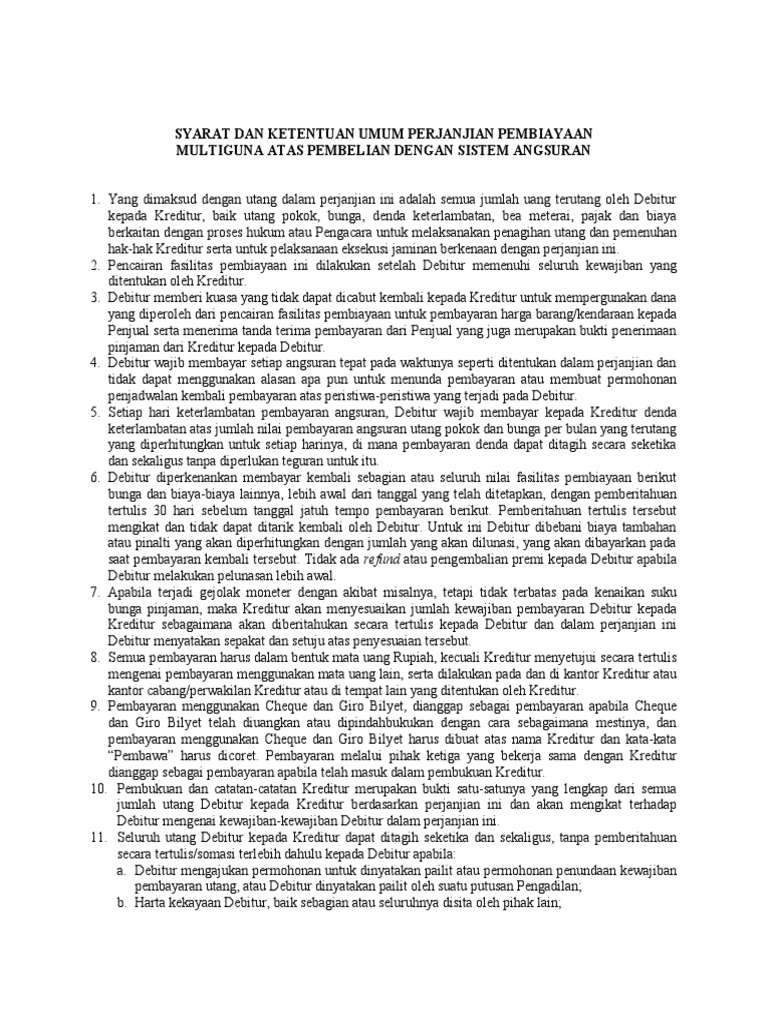Syarat Pembiayaan Multiguna Angsuran | PDF