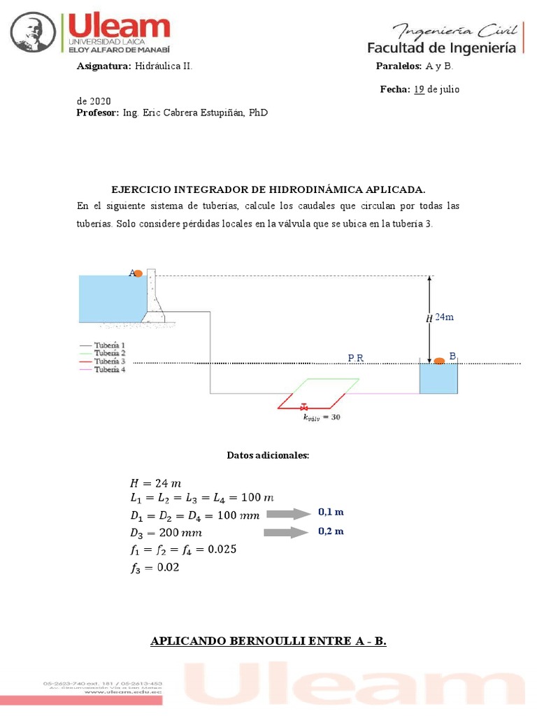 Ejercicio Integrador - Hidraulica Ii | PDF