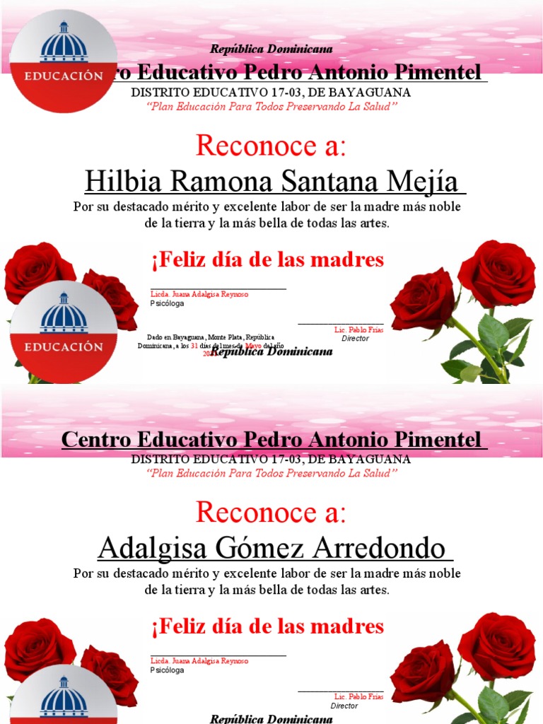Reconocimiento Dia de Las Madres | PDF | Violencia