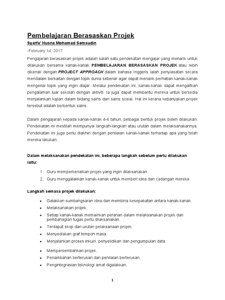 Pembelajaran Berasaskan Projek | PDF | Karier & Perkembangan
