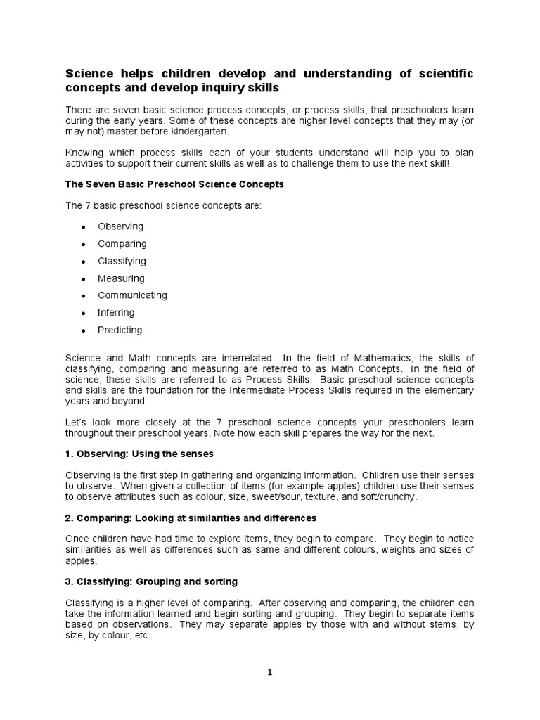 Science Helps Children Develop and Understanding of Scientific Concepts ...