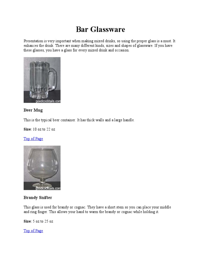 Bar Glassware: Beer Mug | PDF | Drink | Alcoholic Drinks