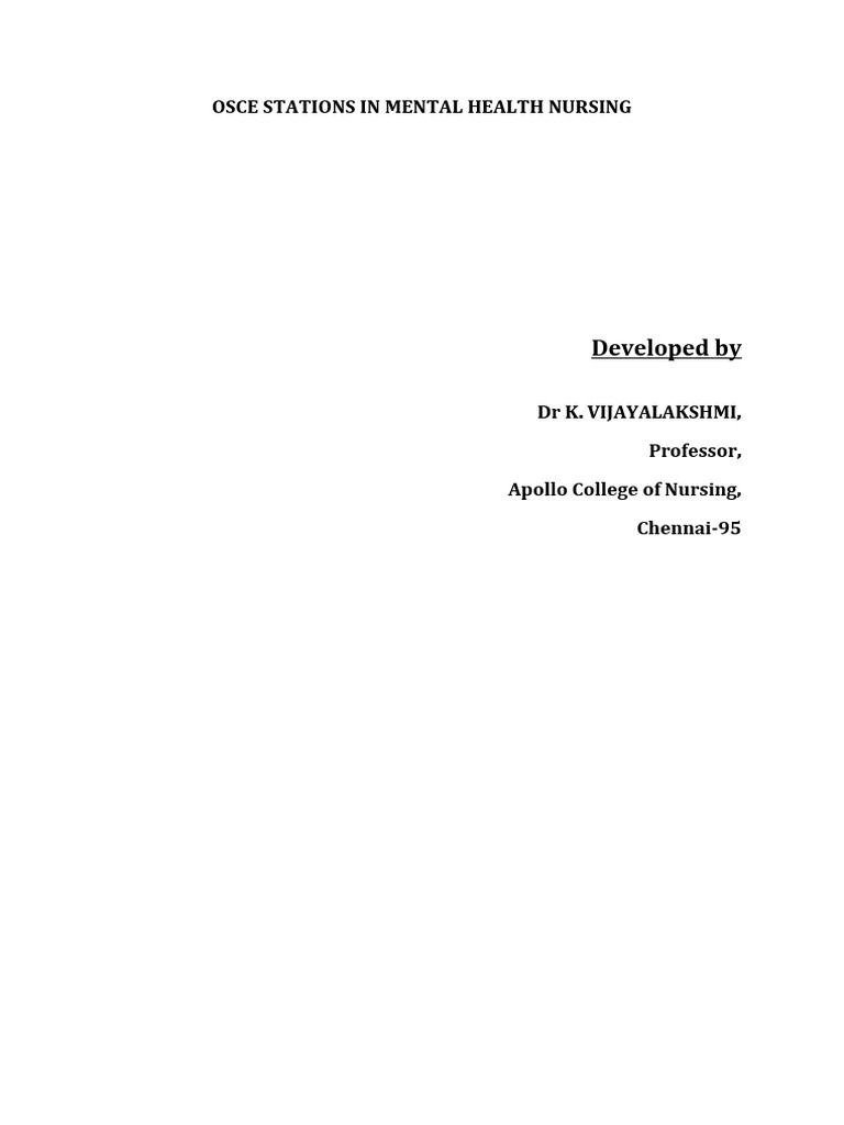 Mental Health Nursing OSCE Stations | PDF | Hallucination | Antipsychotic