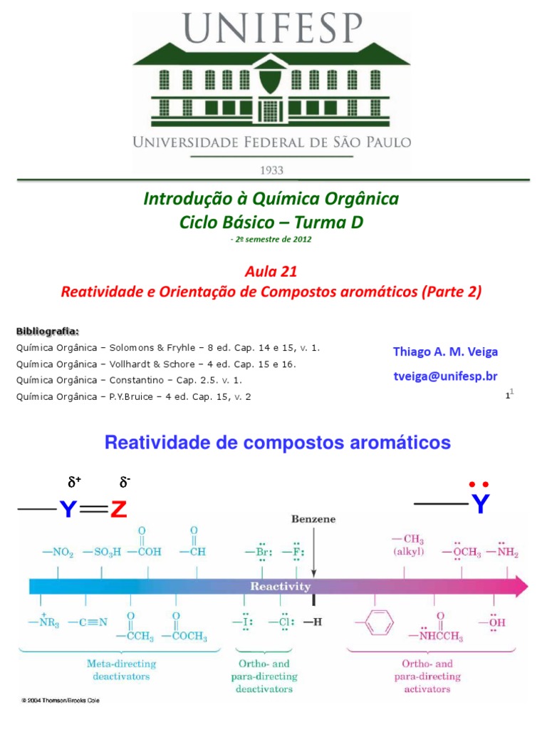 Aula 21 - Reatividade de Compostos Aromaticos | PDF | Aromaticidade | Benzeno