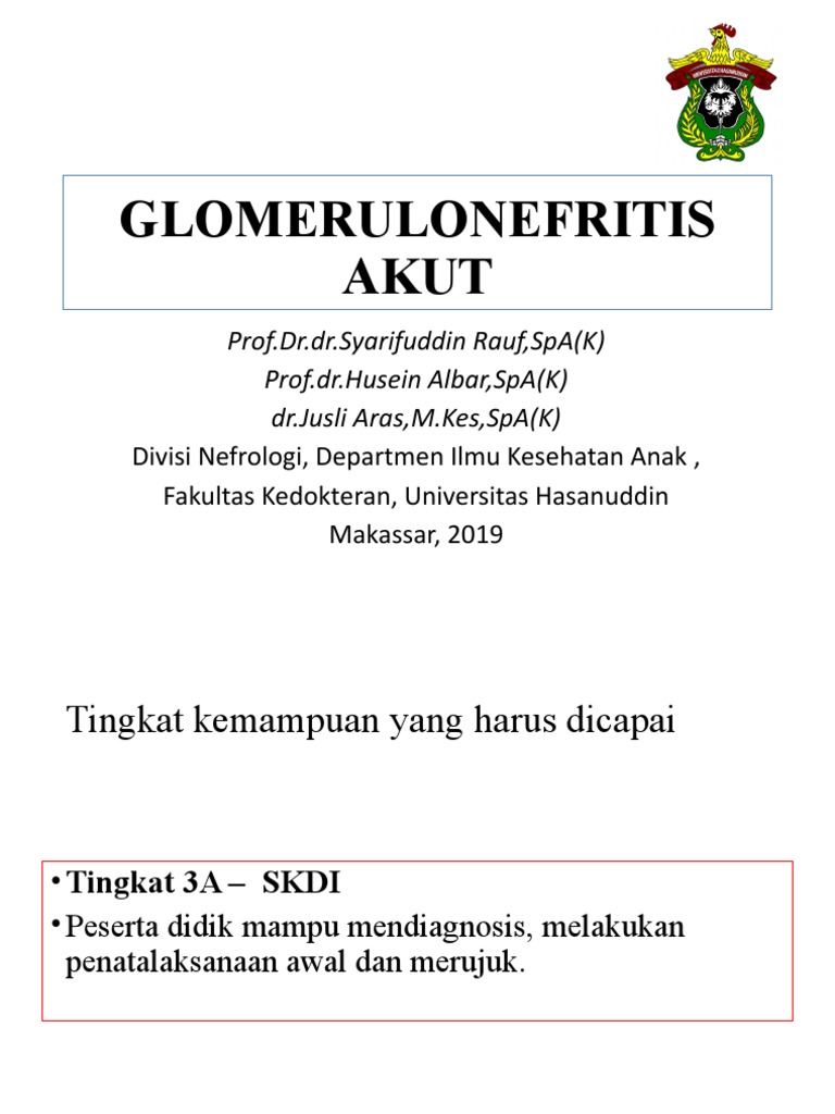 Prof. Syarifuddin Glomerulonefritis Akut-GNAPS (Kelas A) | PDF