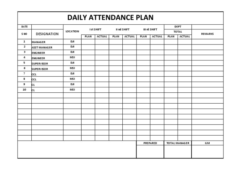 Daily Attendance Format | PDF | Computers