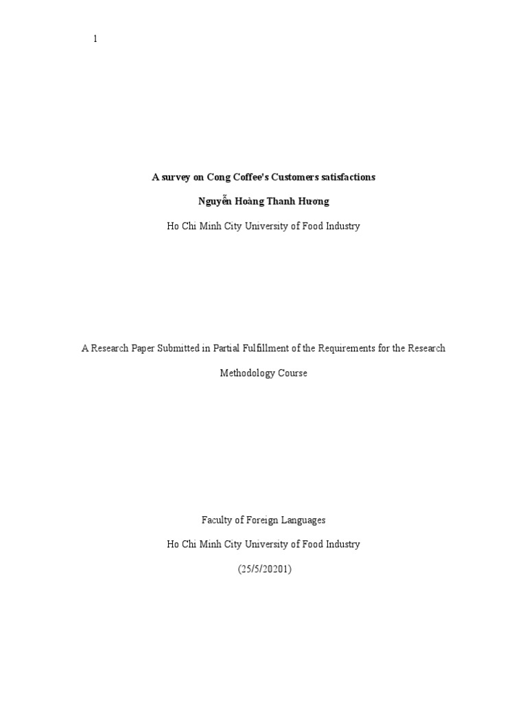 A Survey On Cong Coffee's Customers Satisfactions | PDF | Customer ...
