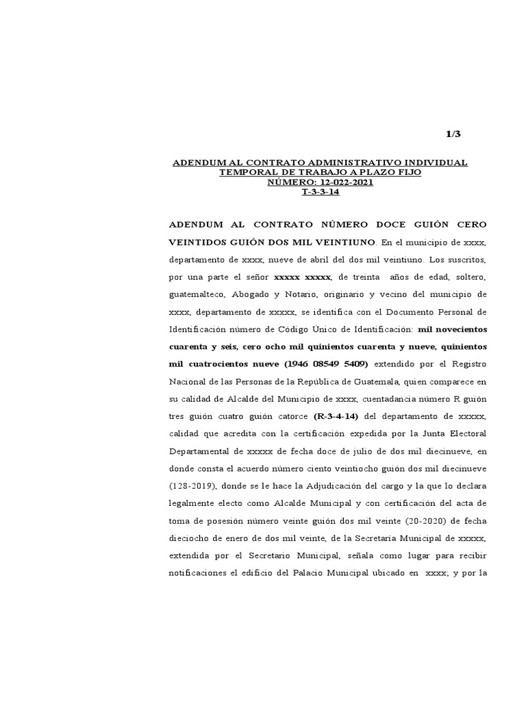 Ejemplo de Adendum | PDF | Guatemala | Gobierno local