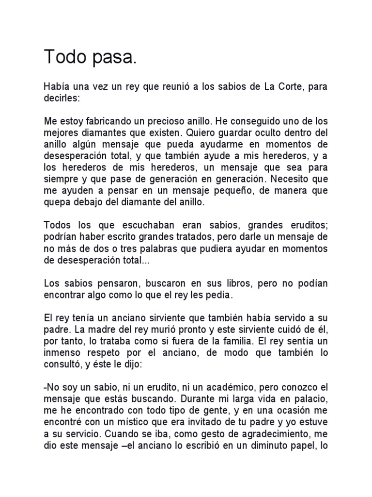 Todo pasa, esto también pasará. | PDF