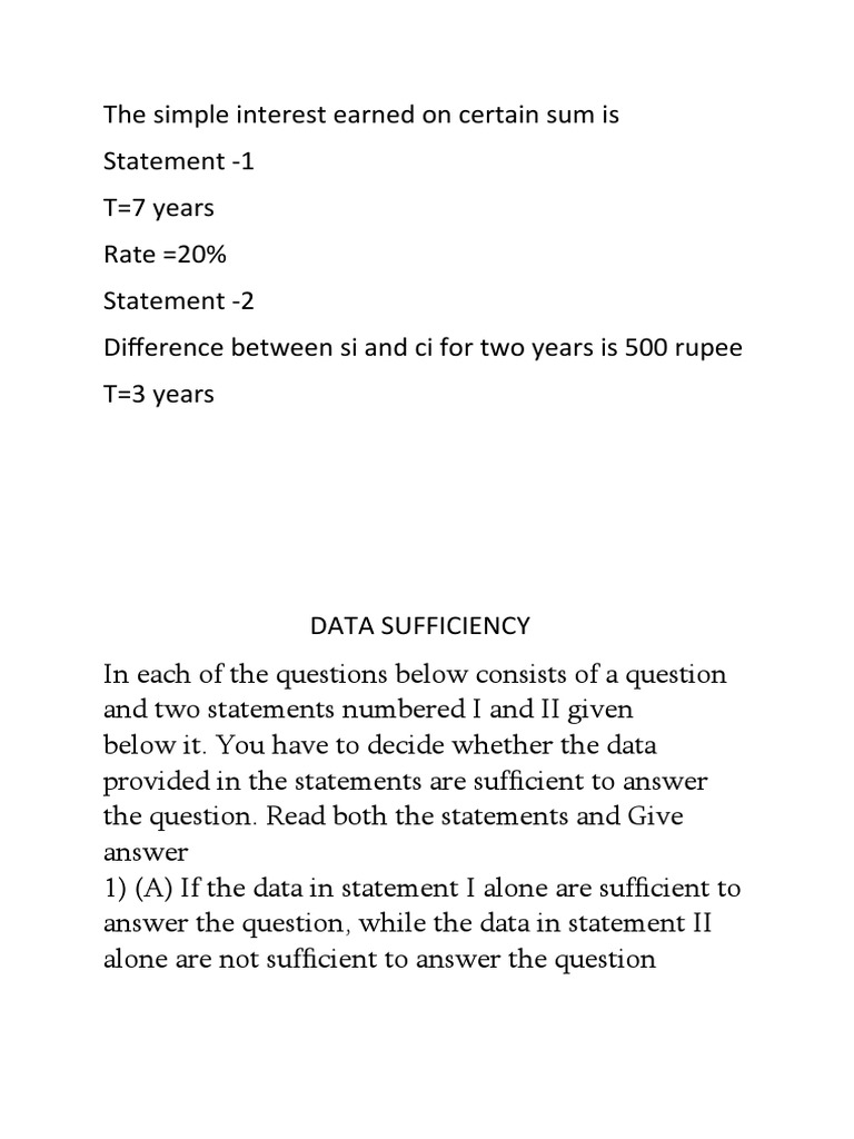 Data Sufficiency | PDF