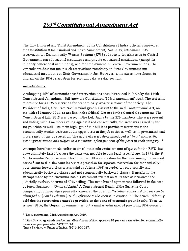 103rd Constitutional Amendment Overview | PDF | Policy | Government Of ...