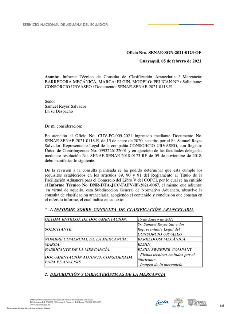 Senae SGN 2021 0123 of | PDF | Camión | aduana Senae SGN 2021 0123 of | PDF | Camión | aduana