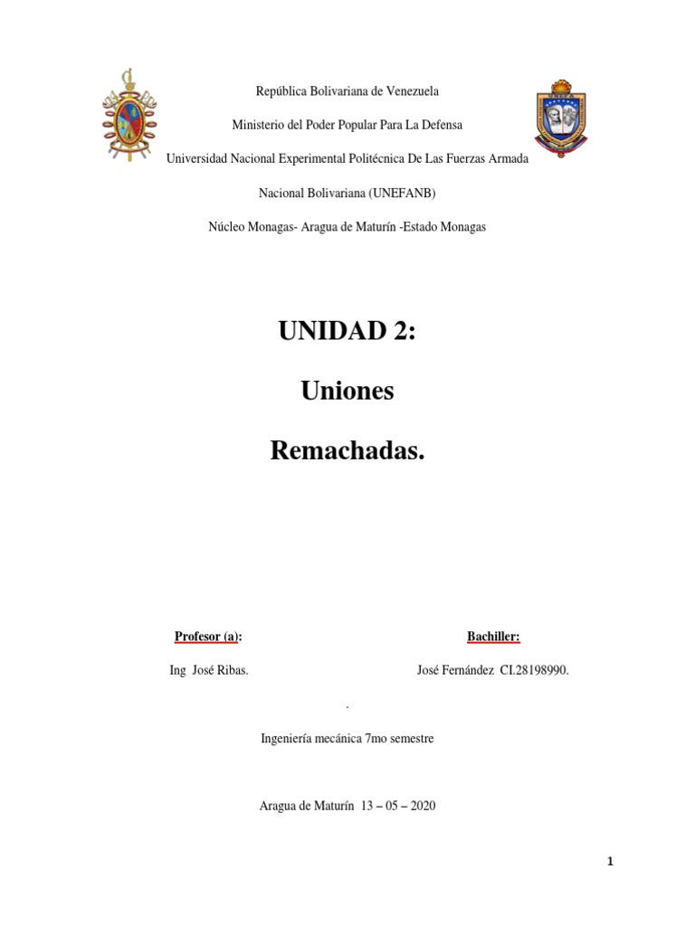 Uniones Remachadas | PDF | Remache | Medición