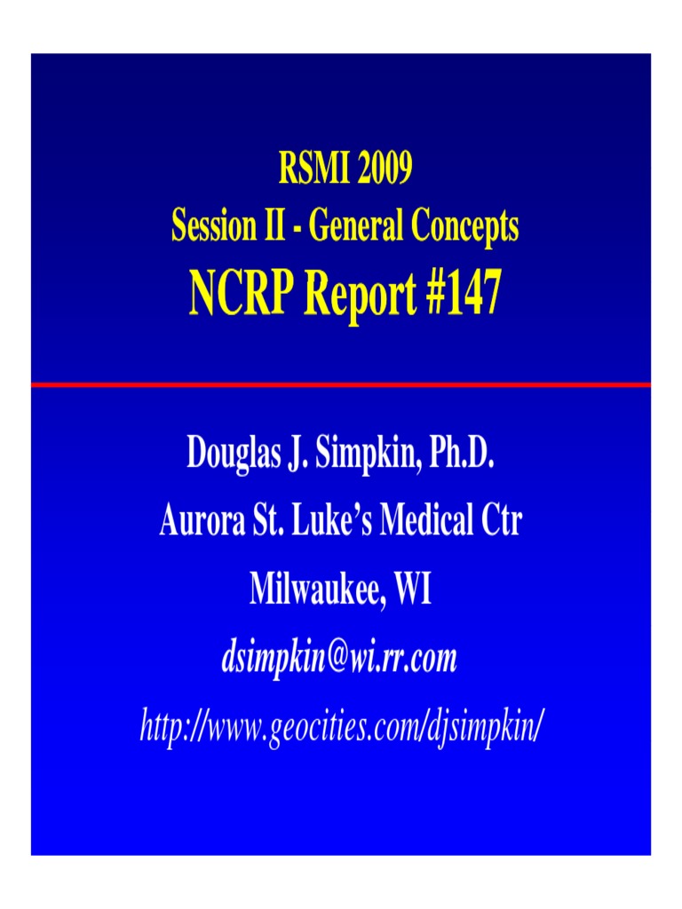 Simpkin - NCRP Report 147 | PDF | Absorbed Dose | Radiation Protection