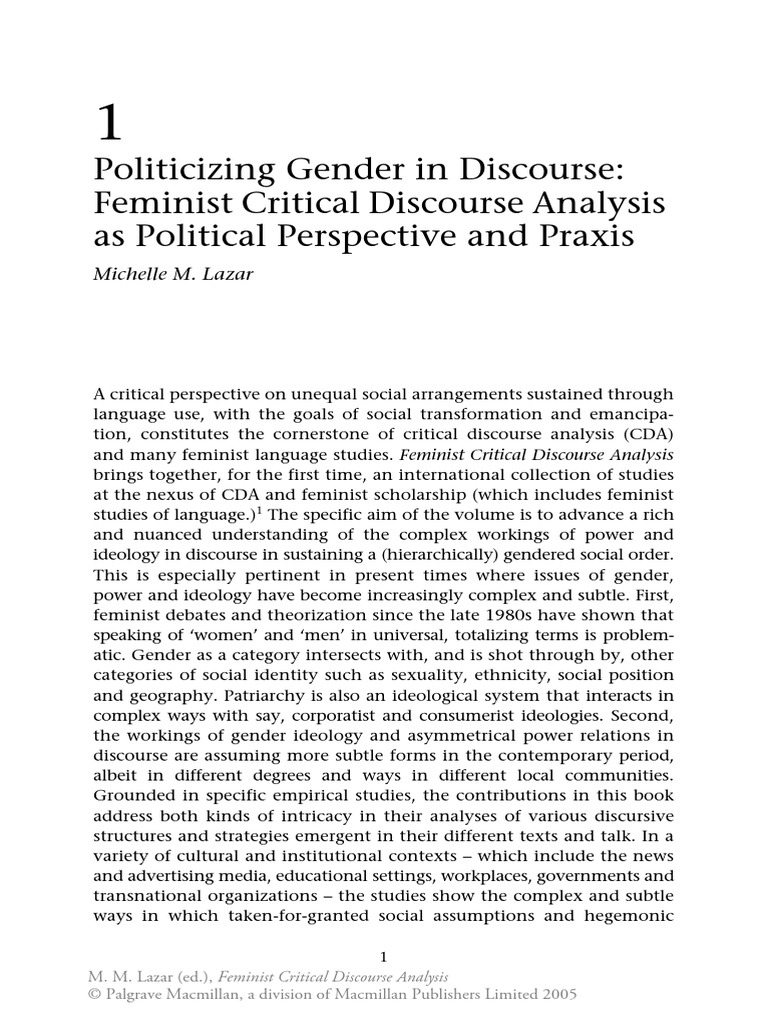 Politicising Feminist Discourse Lazarus | PDF | Feminism | Gender Studies