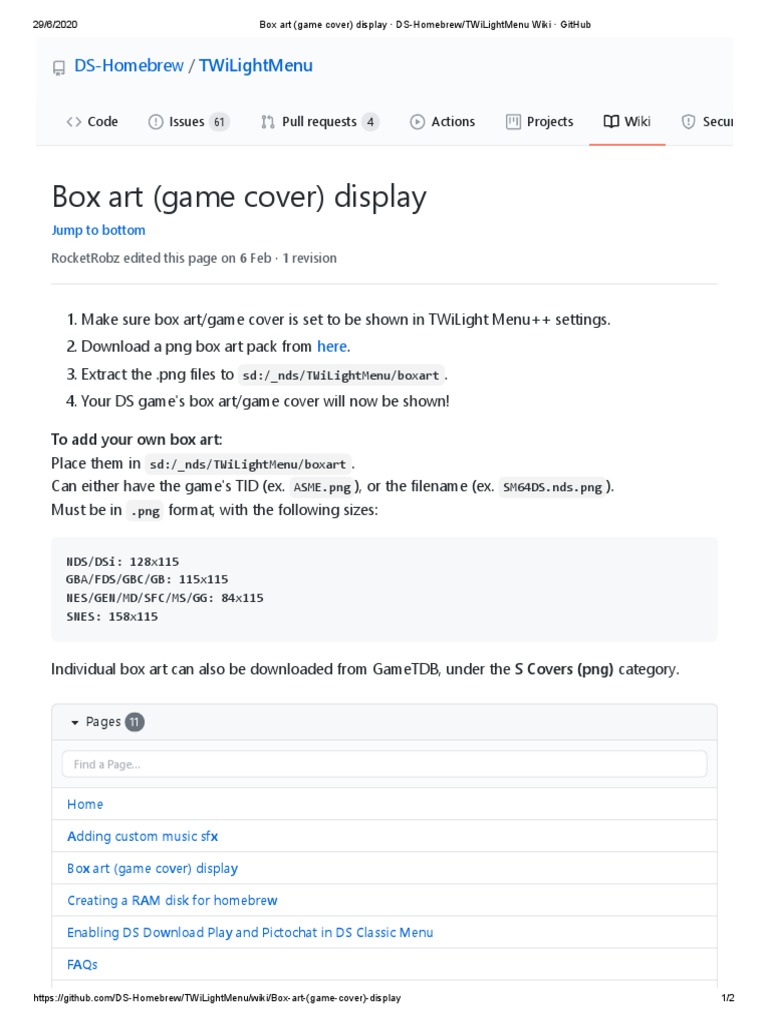 Box Art (Game Cover) Display DS-Homebrew - TWiLightMenu Wiki GitHub | PDF | Art