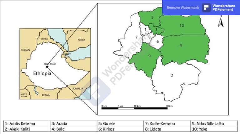 Map of Addis Ababa With Administrative Sub City Designations ...