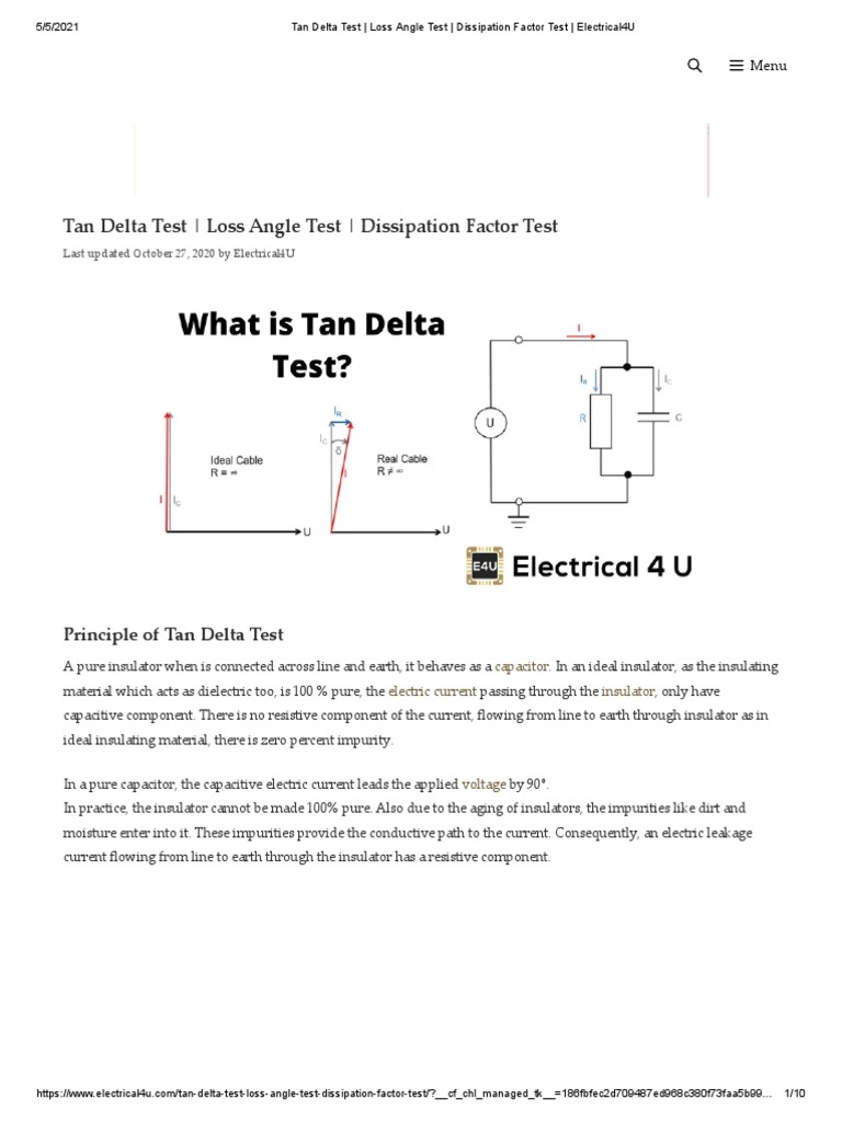 Tan Delta Test - Loss Angle Test - Dissipation Factor Test ...