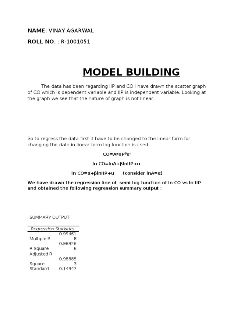 Model Building | PDF | Errors And Residuals | Regression Analysis