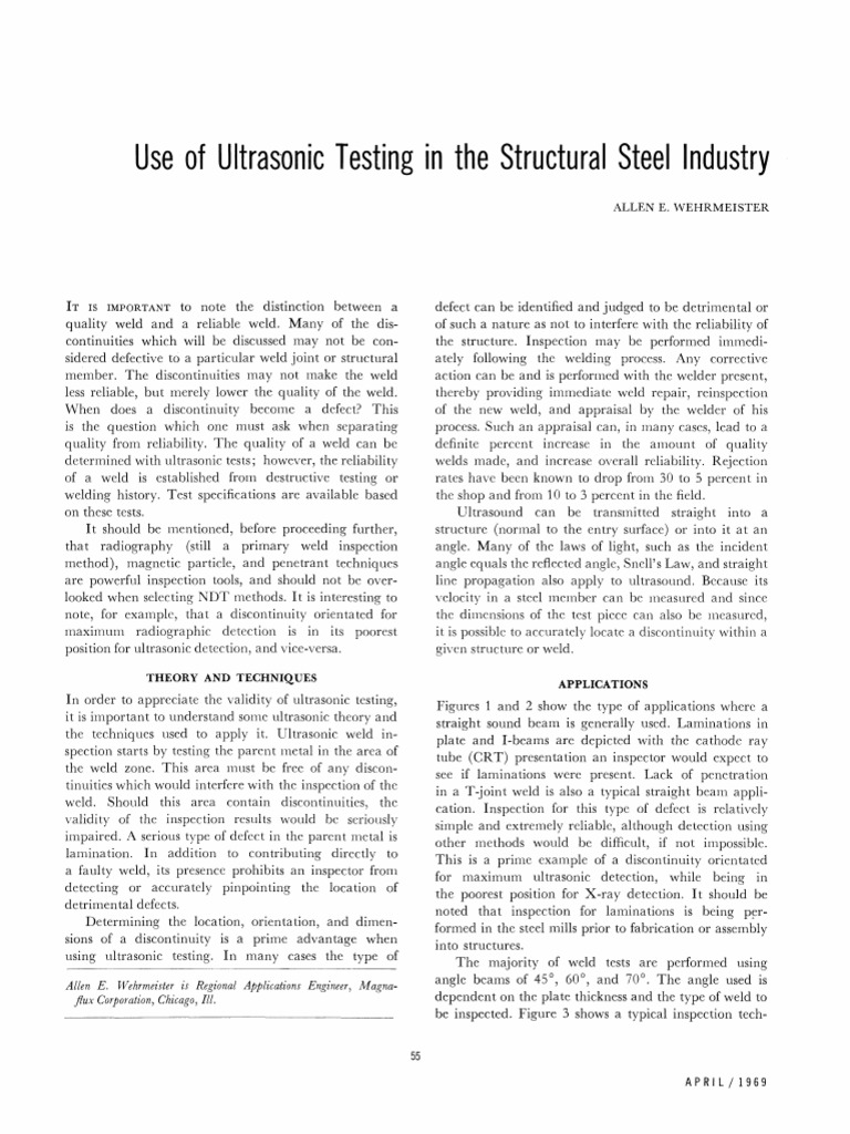 Ultrasonic Testing in Steel Welding | PDF | Ultrasound | Welding