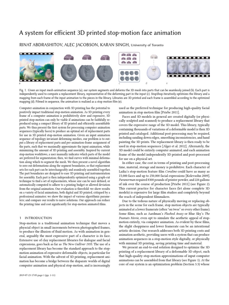 A System For Efficient 3D Printed Stop-Motion Face Animation | PDF ...