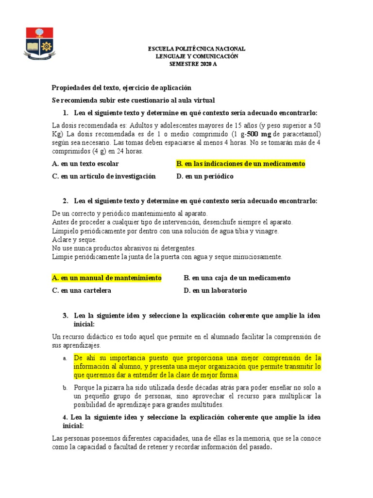 Clase 10 Ejercicio Aula Virtual Adecuación, Coherencia y Cohesión FABIAN ROSERO | Descargar ...