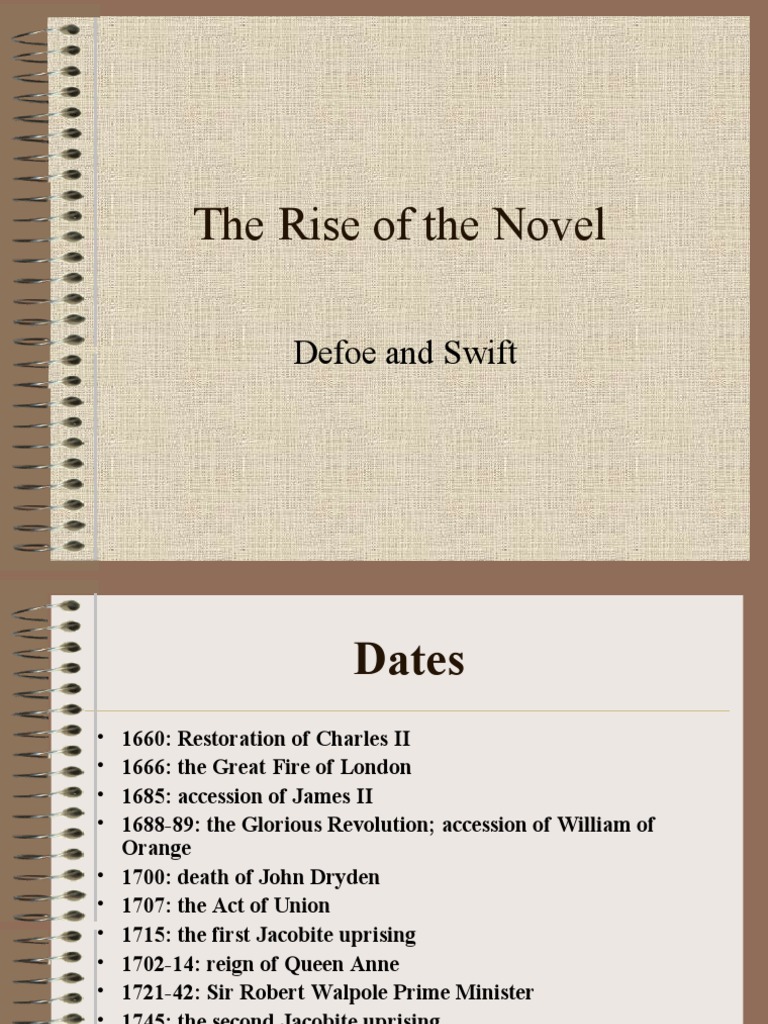 The Rise of The Novel: Defoe and Swift | PDF | John Dryden | Writing