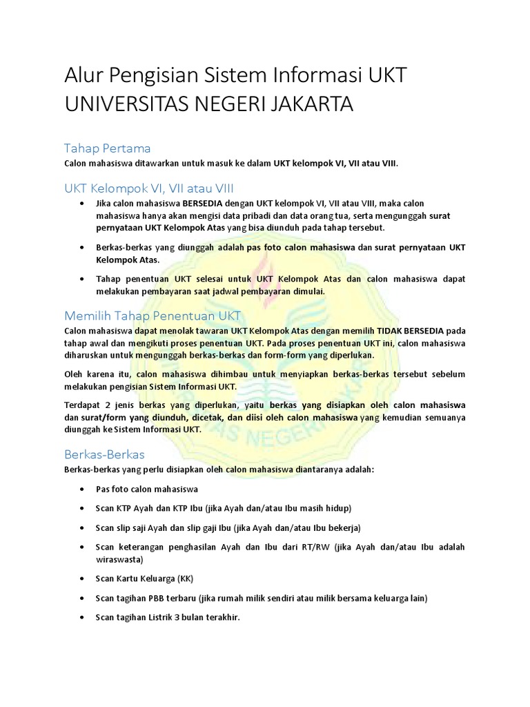 Proses Pengisian UKT UNJ 2023 | PDF