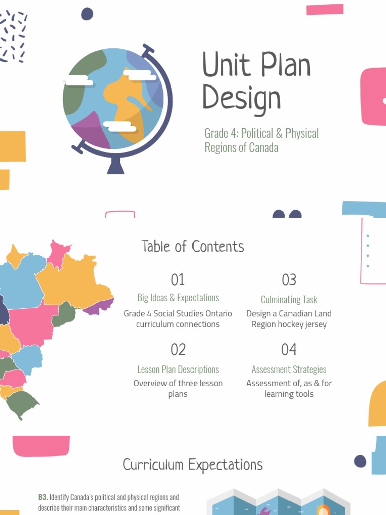 Unit Plan Design: Grade 4: Political & Physical Regions of Canada | PDF ...